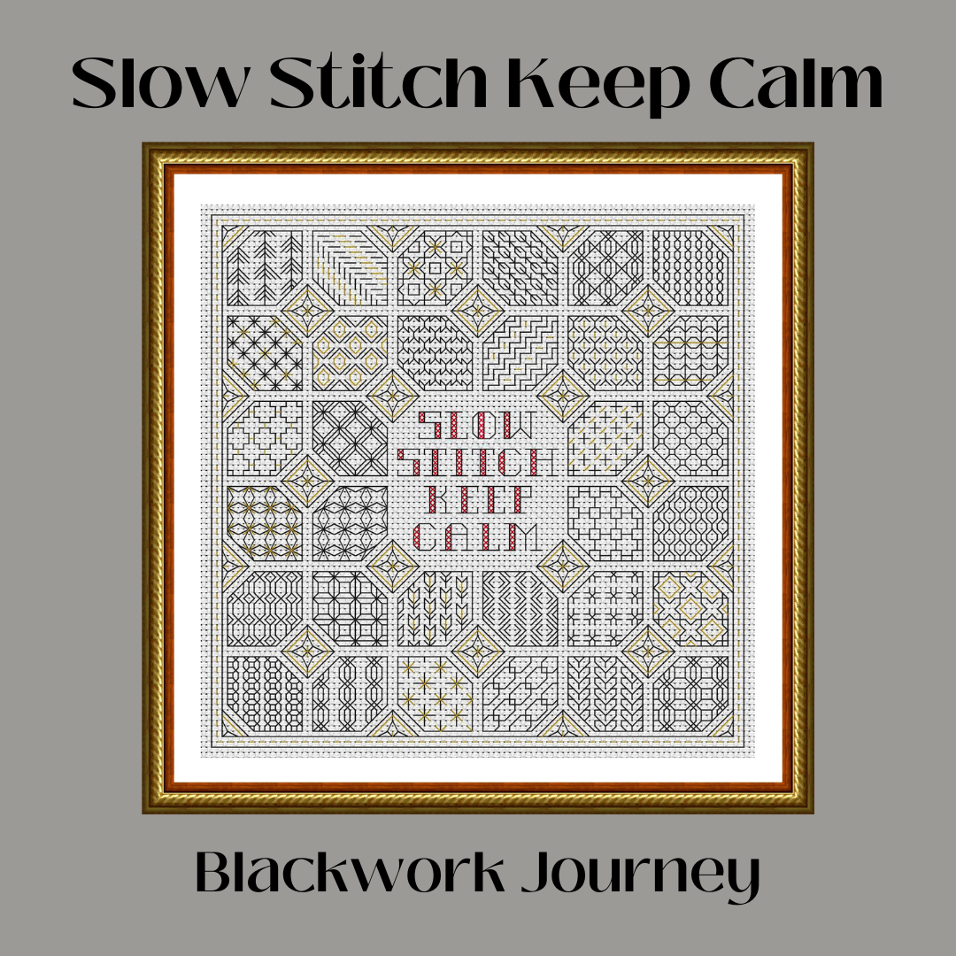 Project Pack for Slow Stitch Keep Calm Blackwork (membership) – Cotton ...