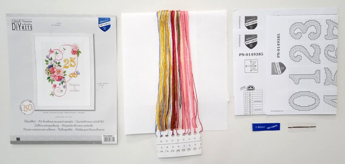 Counted Cross Stitch Kit ~ Wedding Anniversary – Cotton Club Crafts