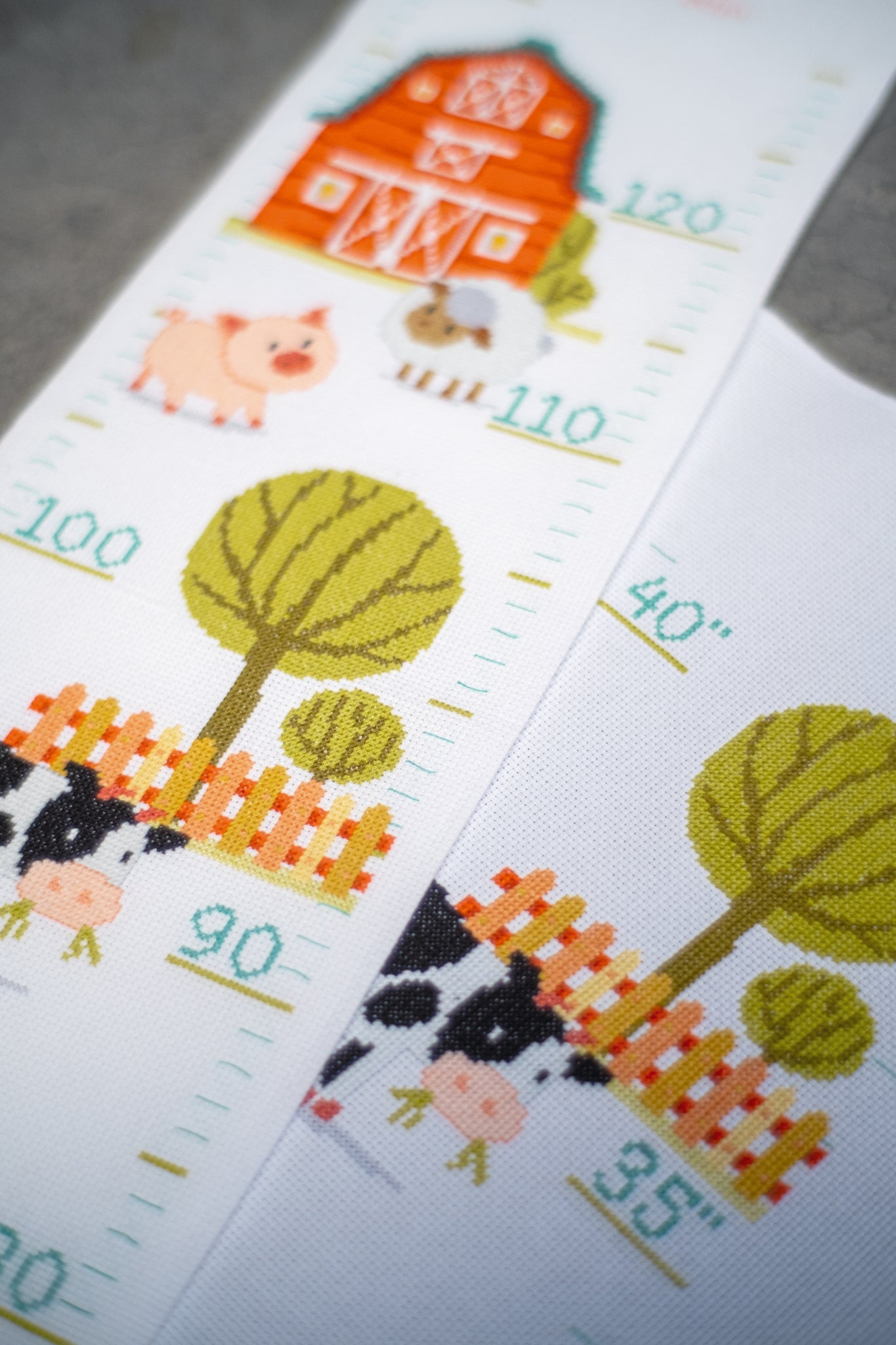 Height Chart Counted Cross Stitch Kit ~ At the Farm – Cotton Club Crafts