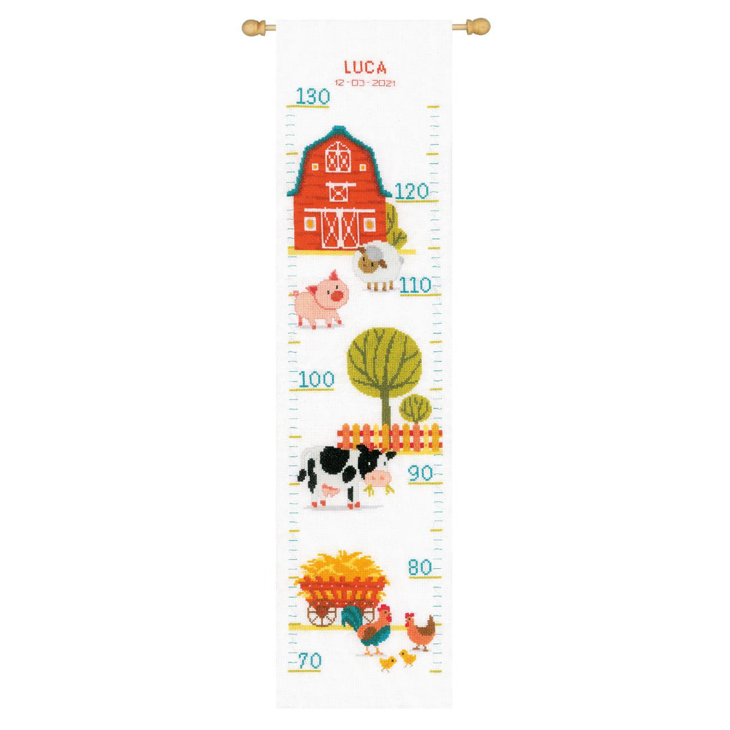 Height Chart Counted Cross Stitch Kit ~ At the Farm – Cotton Club Crafts