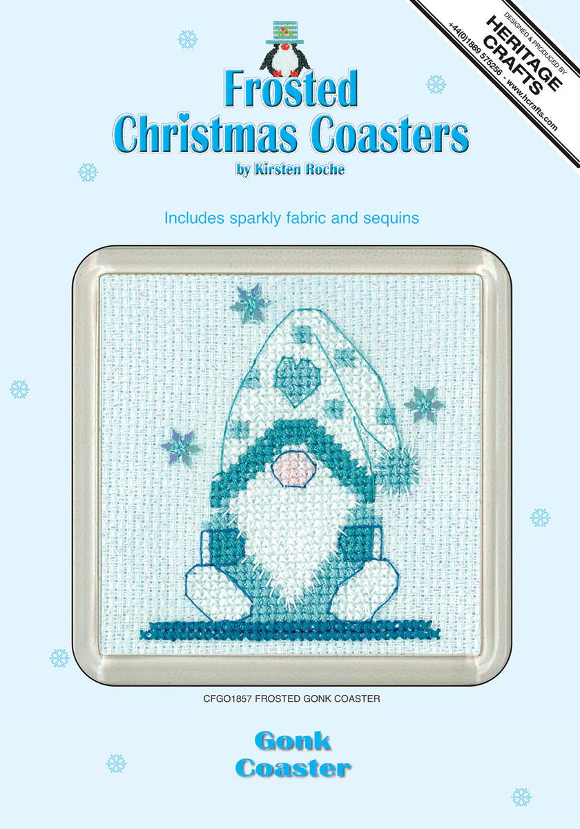 Gonk Frosted Coaster Cross Stitch Kit - Heritage Crafts – Cotton Club ...