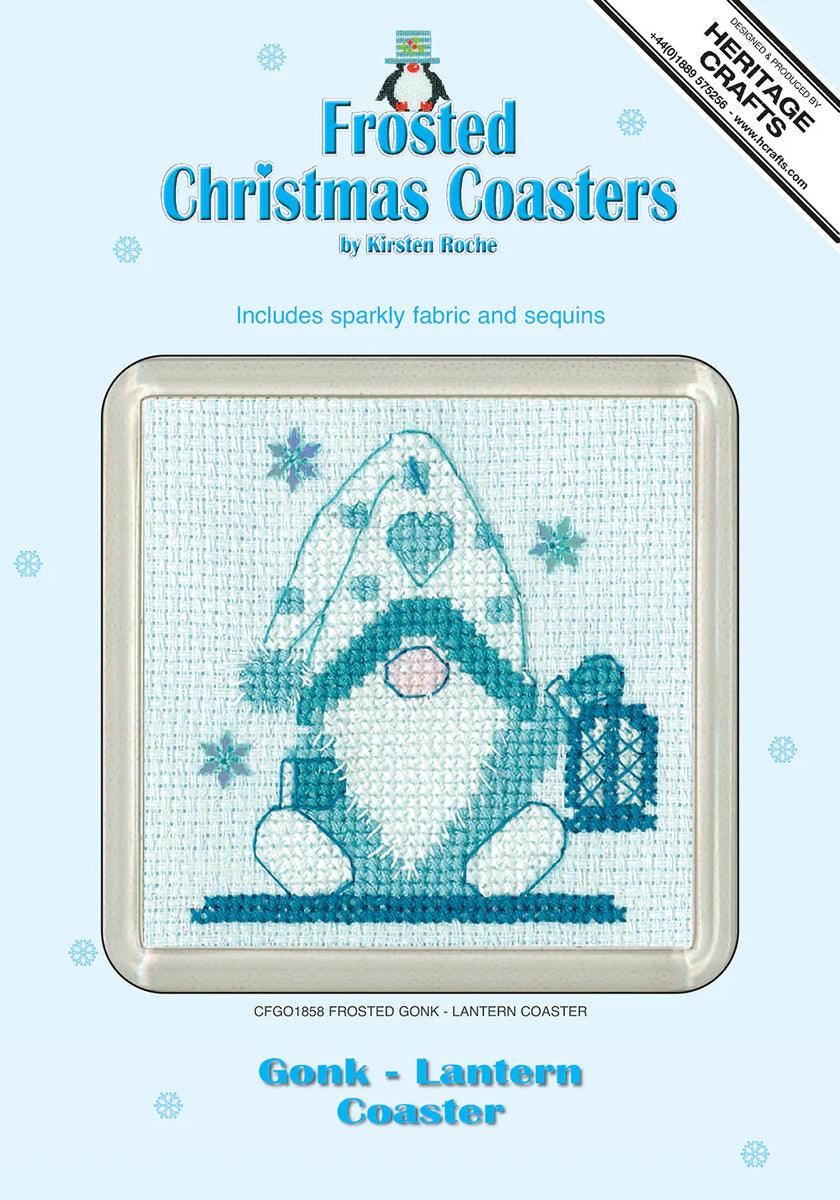 Gonk Lantern Frosted Coaster Cross Stitch Kit - Heritage Crafts ...