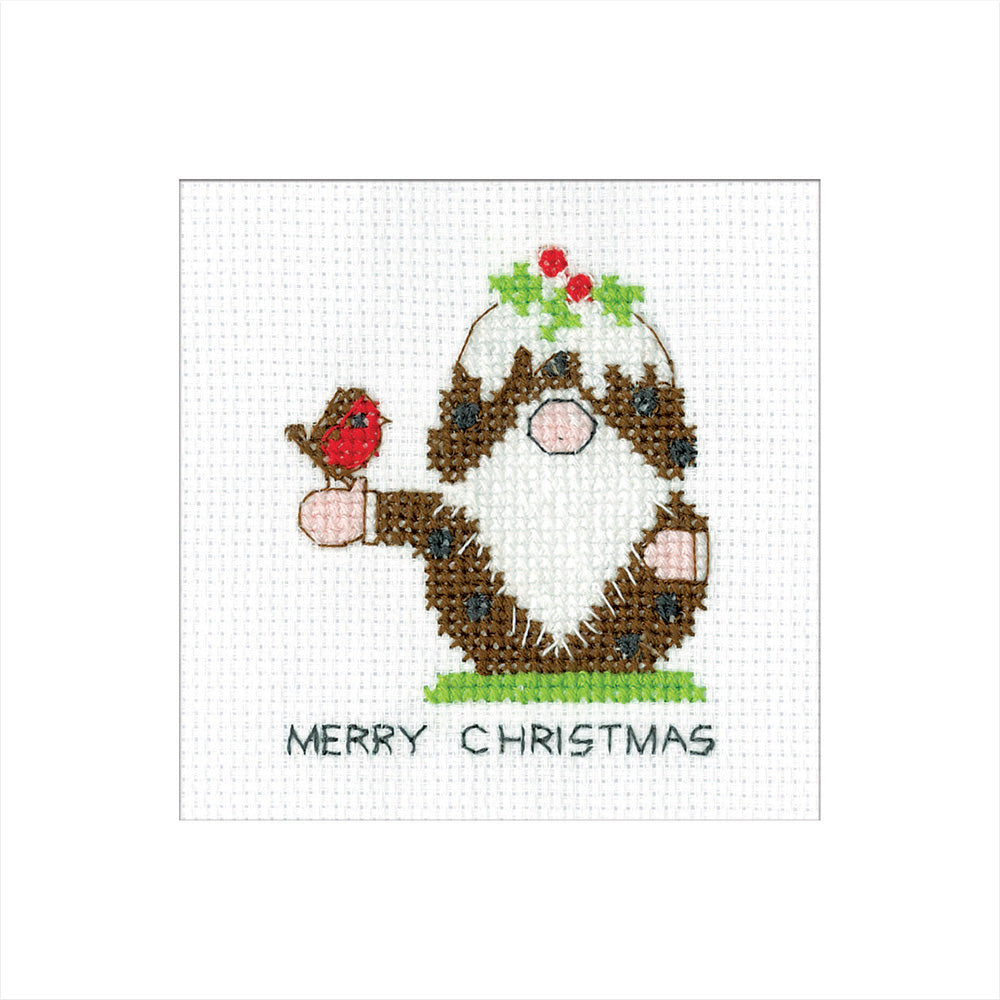 Gonk Christmas Pudding and Robin Card Cross Stitch Kit - Heritage Craf ...